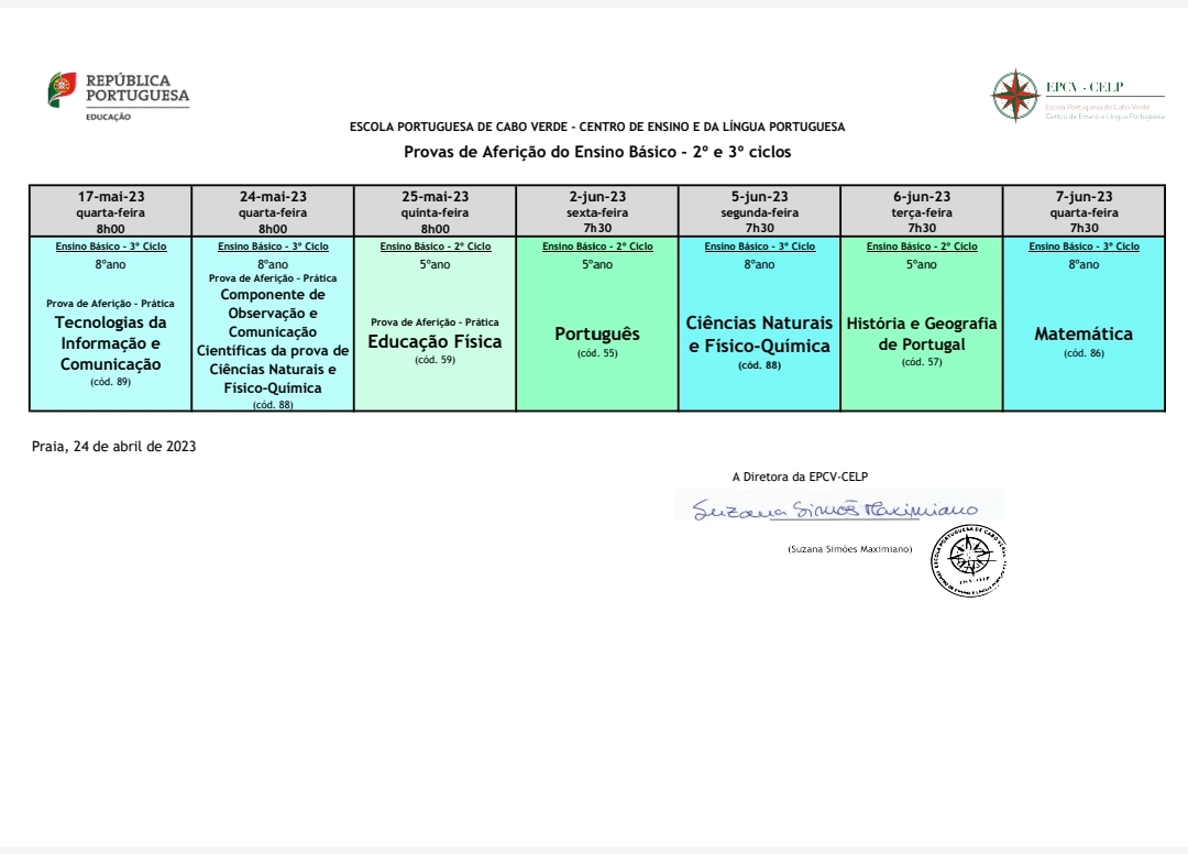 Provas e Exames - Escola Portuguesa de Cabo Verde - Centro de Ensino e ...